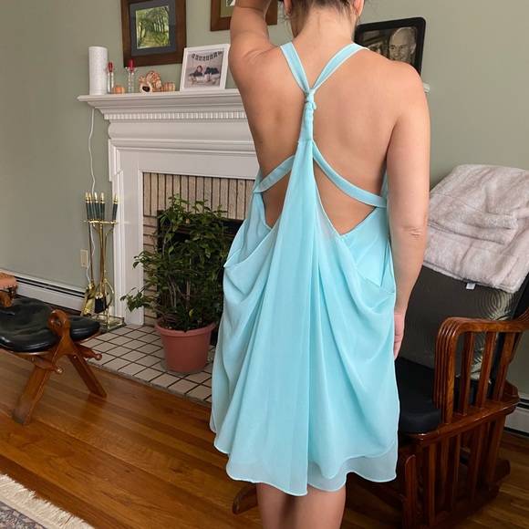 Dresses | Aqua Flowy Open Back Dress | Poshmark